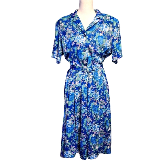 Anthony Richards | Dresses | Anthony Richards L Vintage 9s Satin Floral ...